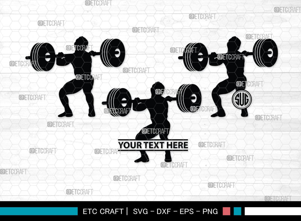 Weight Lifting Man Monogram, Weight Lifting Man Silhouette, Weight ...