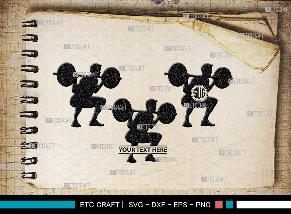 Weight Lifting Man Monogram, Weight Lifting Man Silhouette, Weight ...