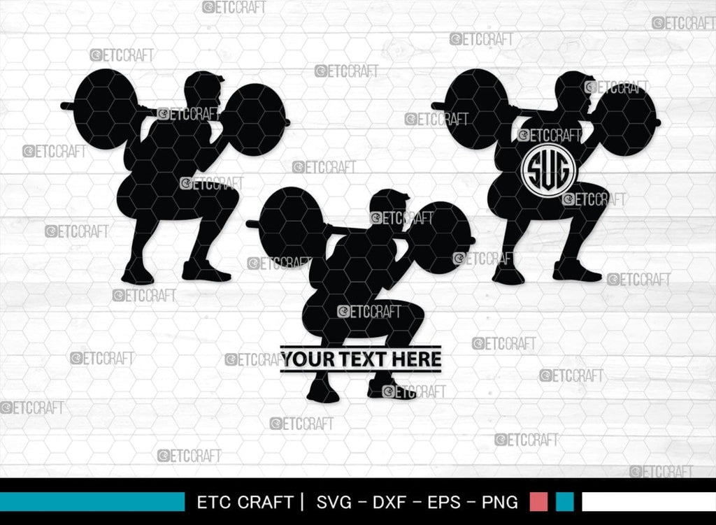 Weight Lifting Man Monogram, Weight Lifting Man Silhouette, Weight ...