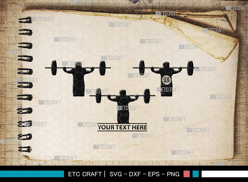 Weight Lifting Man Monogram, Weight Lifting Man Silhouette, Weight ...