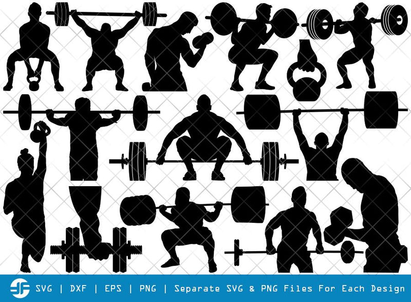 Weight Lifting Man SVG Cut Files | Silhouette Bundle - So Fontsy