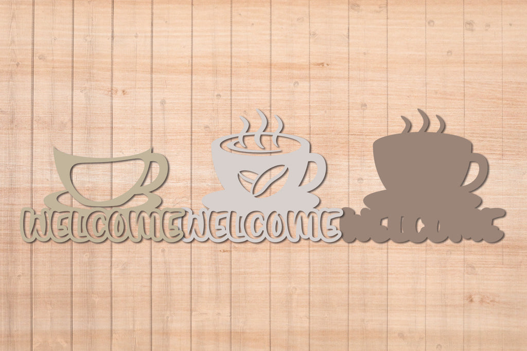 Welcome Coffee Sign - Layered Door Sign SVG - So Fontsy