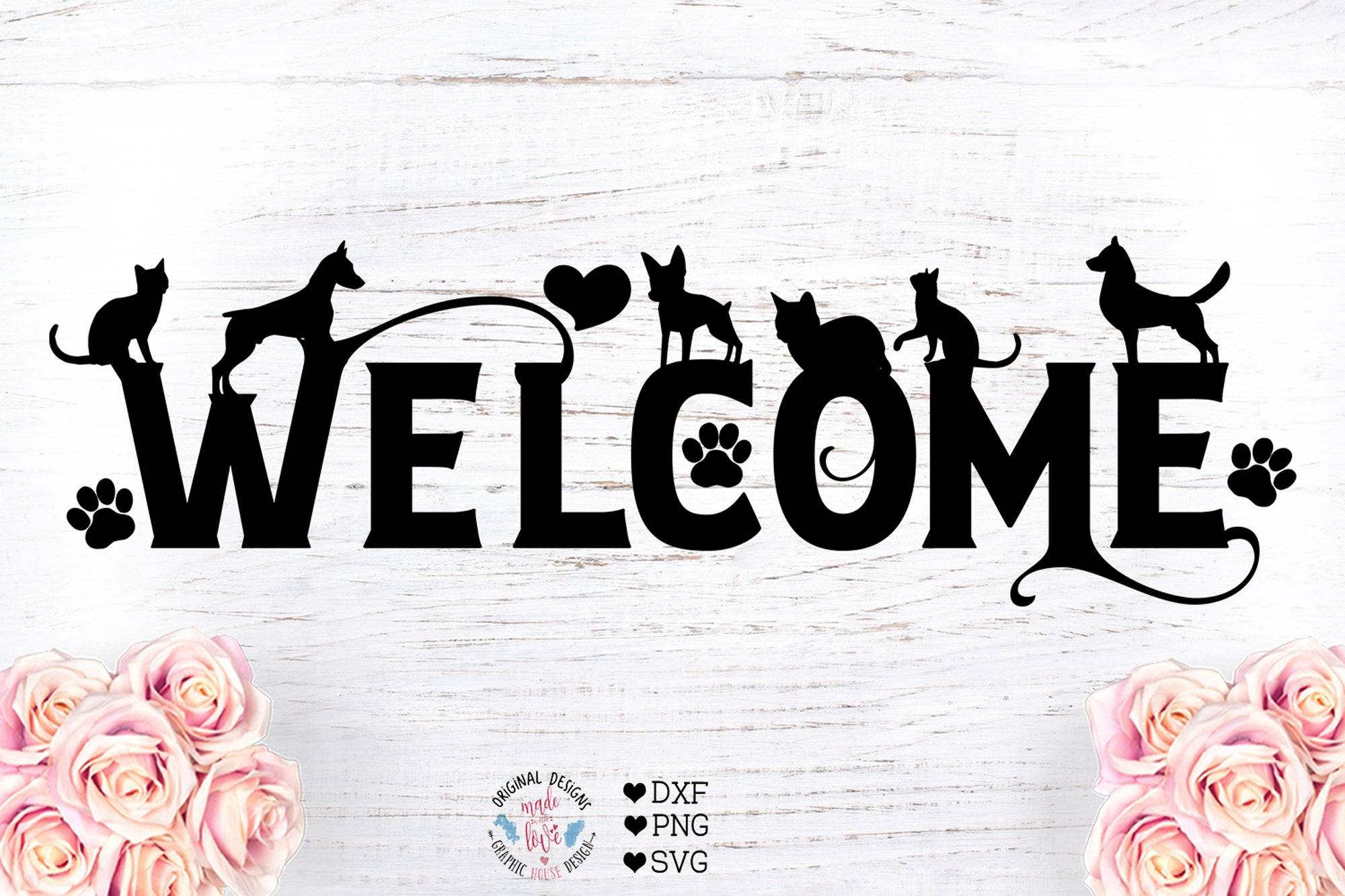 Welcome Dogs Cats Door Mat Design - So Fontsy
