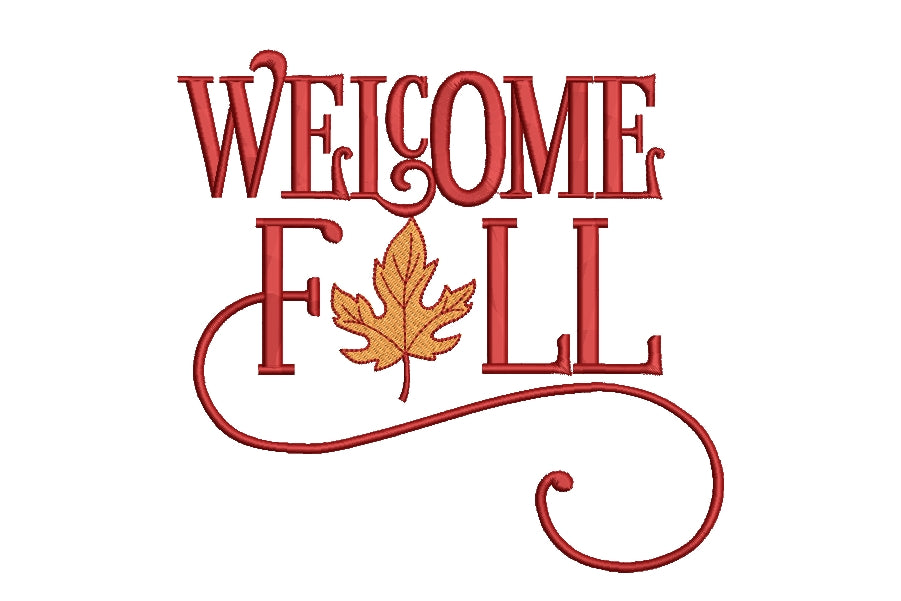 Welcome Fall Embroidery Design, Machine Embroidery Design,Autumn leave ...