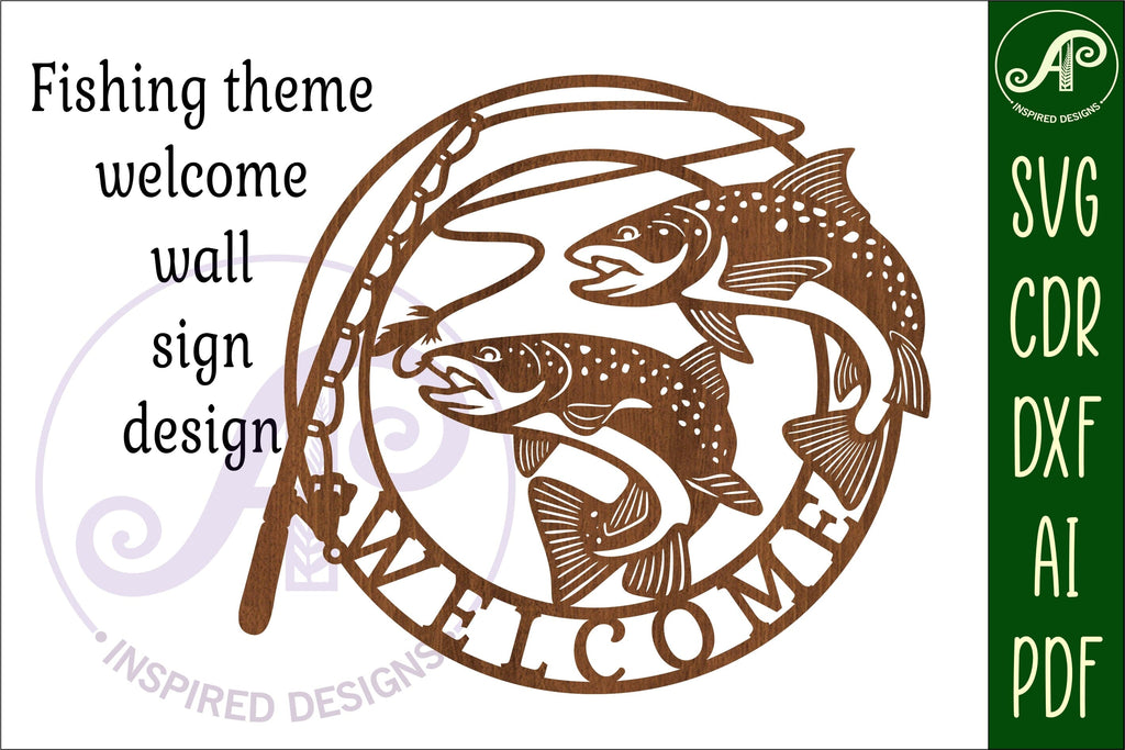 Welcome fishing wall sign svg laser cut file - So Fontsy