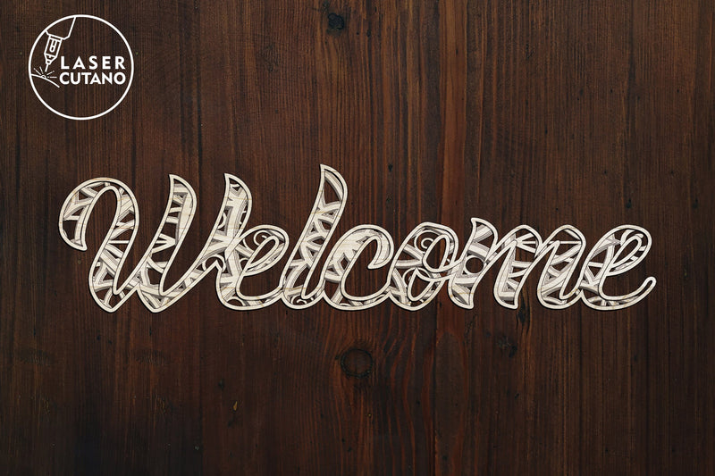 WELCOME Multilayer Laser Cut Files, Mandala, Sign SVG - So Fontsy