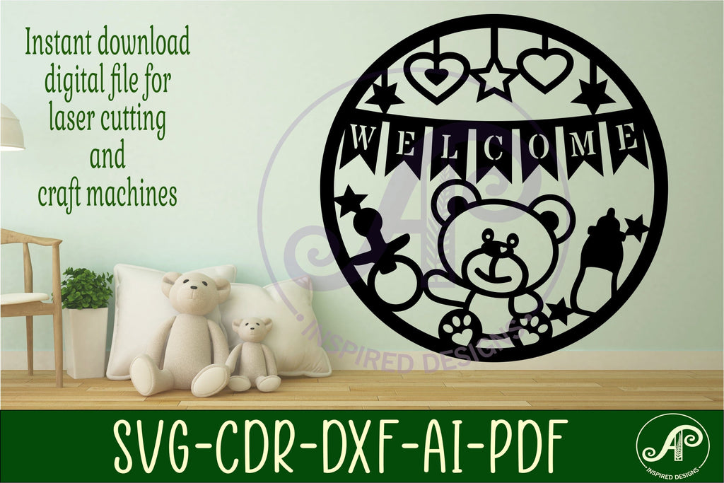 Welcome New Baby wall art sign, SVG file. vector - So Fontsy