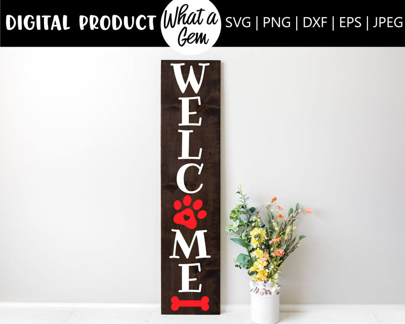 Welcome Paw Print Porch Sign SVG | Dog Lover Sign | Gift for Dog Lover ...
