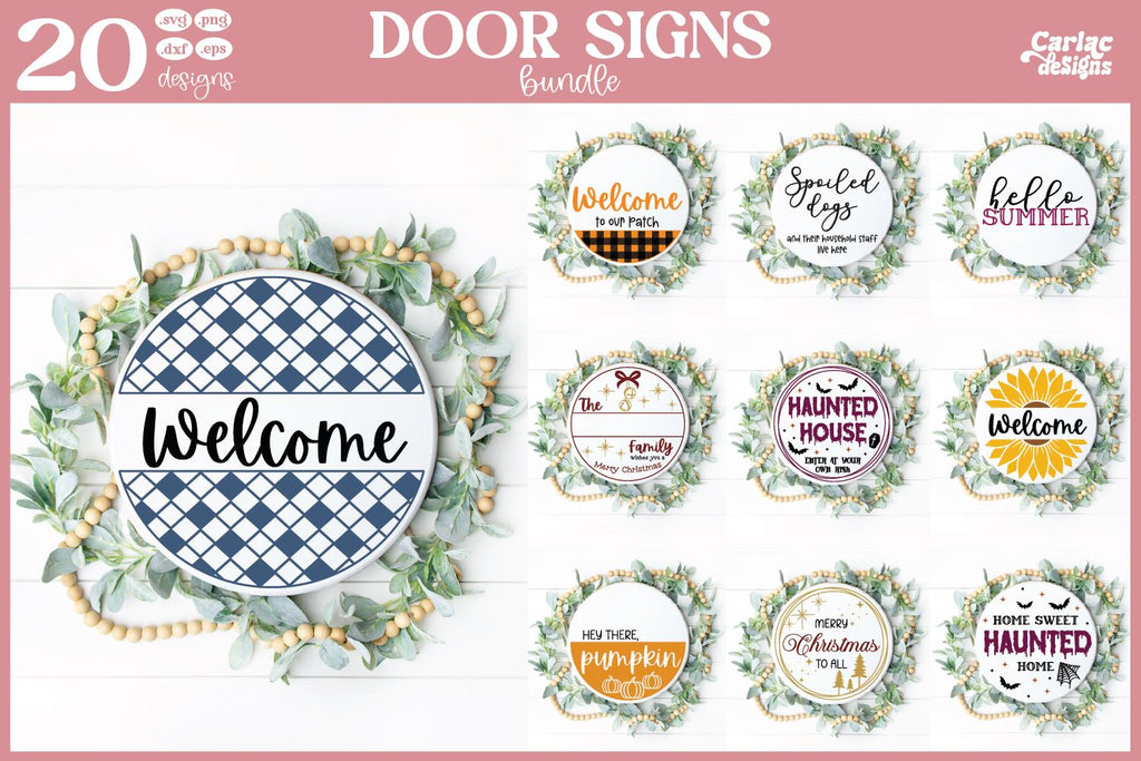Welcome Sign SVG Bundle | Round Signs Bundle - So Fontsy