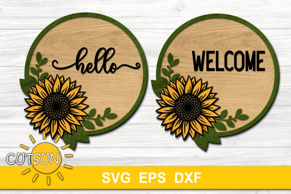 Welcome Sign SVG | Hello Sunflower SVG - So Fontsy