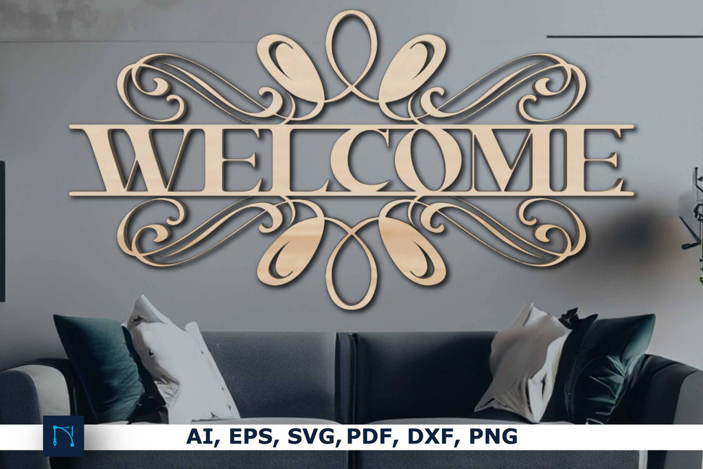 Welcome Sign SVG, Laser cut Welcome Sign - So Fontsy