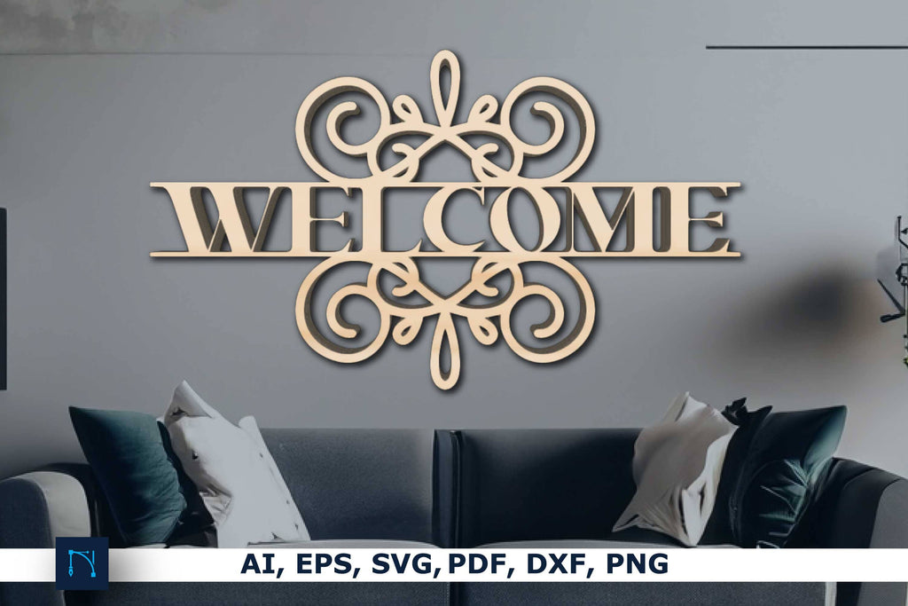 Welcome Sign SVG, Laser cut Welcome Sign - So Fontsy