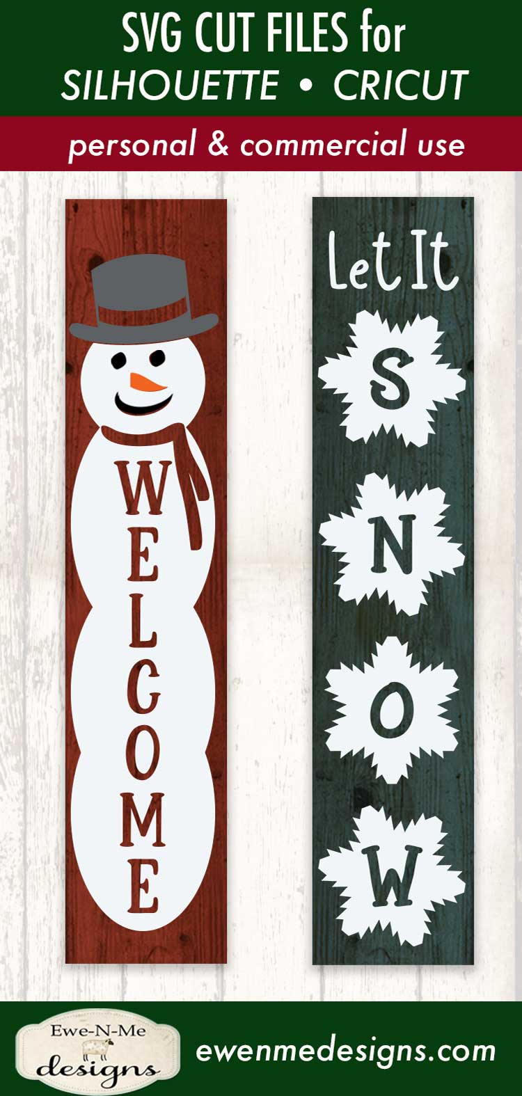Welcome - Snowman - Let It Snow - Winter - Vertical - SVG - So Fontsy