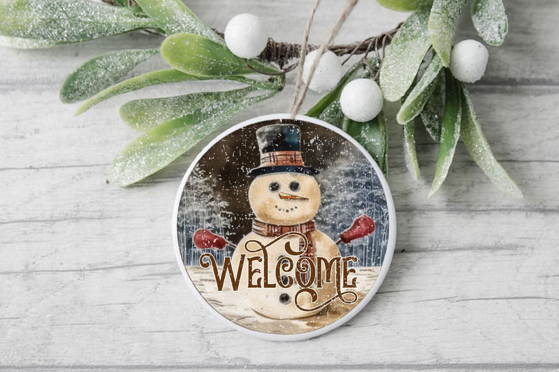 Welcome Snowman Round Sublimation - So Fontsy