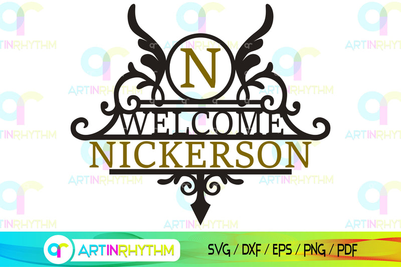 welcome split monogram svg - So Fontsy