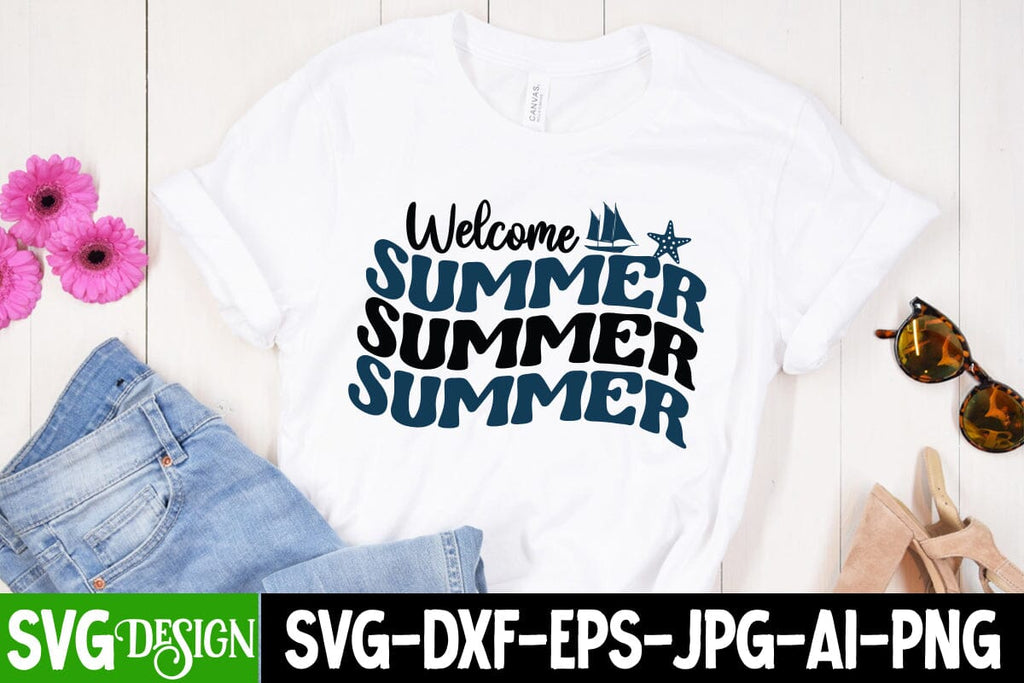 Welcome Summer SVG Cut File, Welcome Summer Sublimation Design - So Fontsy