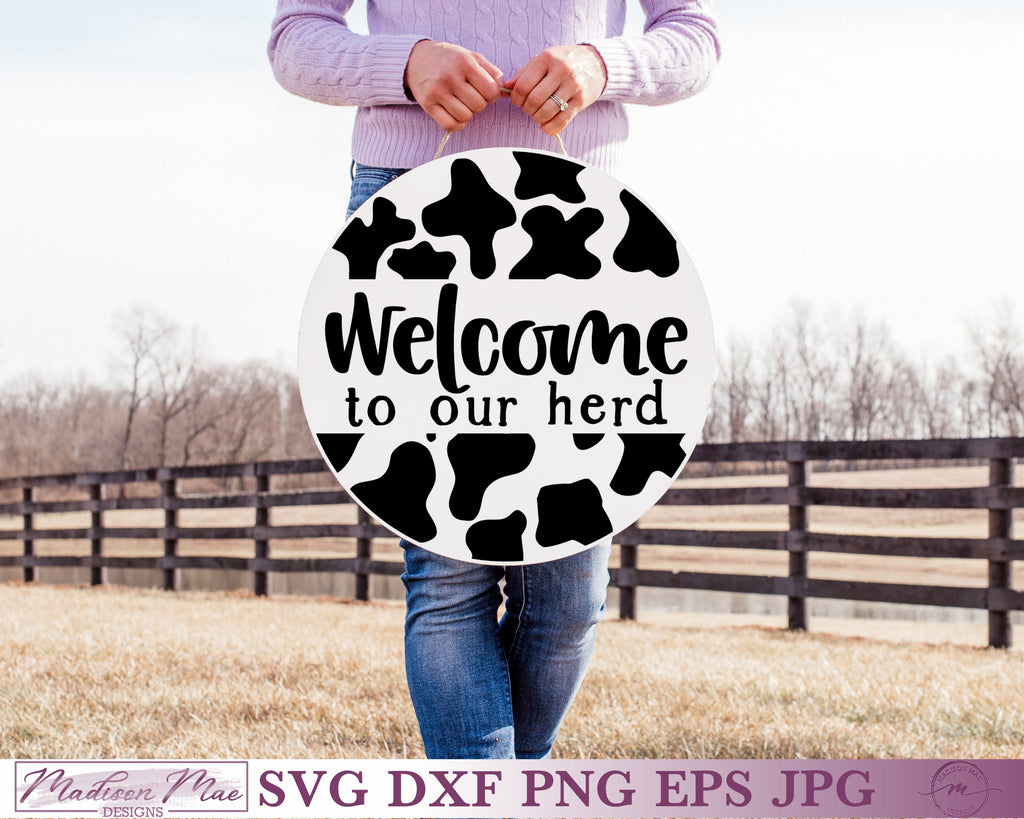 Welcome to our Herd - Round Farmhouse Sign SVG - So Fontsy