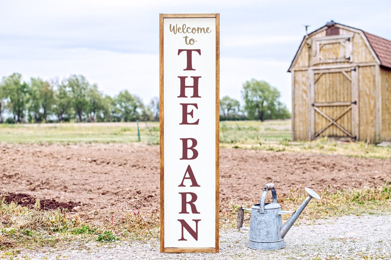 Welcome To The Barn Vertical Sign - So Fontsy