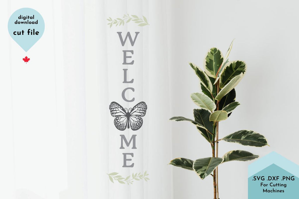 Welcome Vertical SVG Cut File - So Fontsy