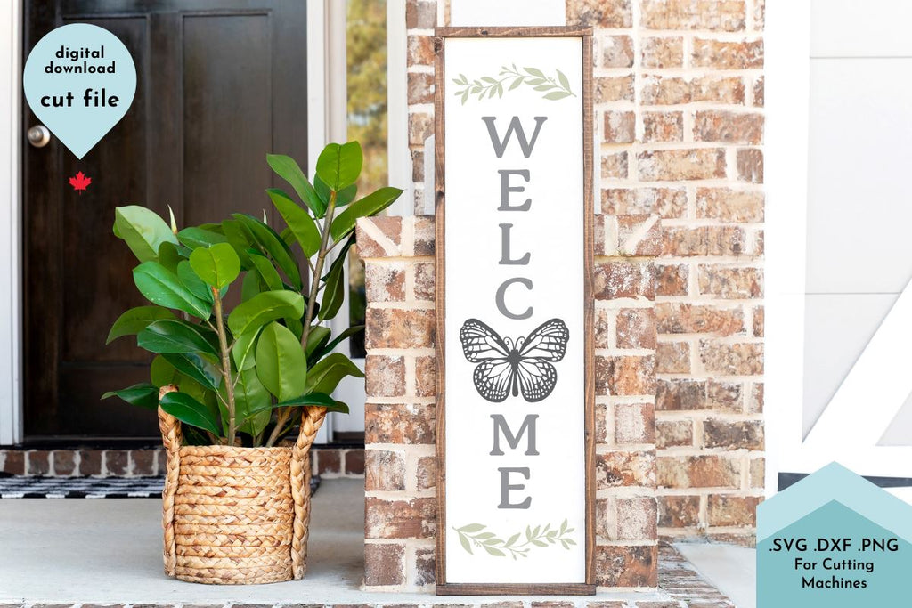 Welcome Vertical SVG Cut File - So Fontsy