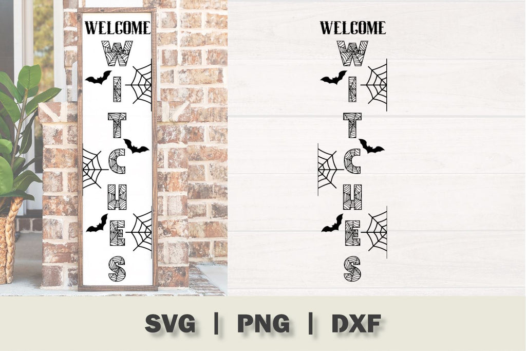 Welcome Witches Halloween Vertical Sign SVG - So Fontsy