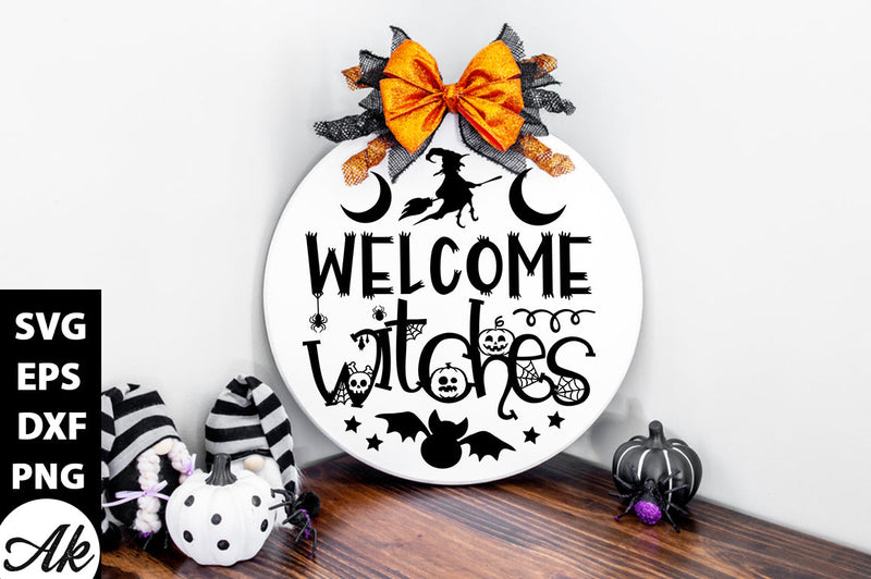 Welcome witches Round Sign - So Fontsy