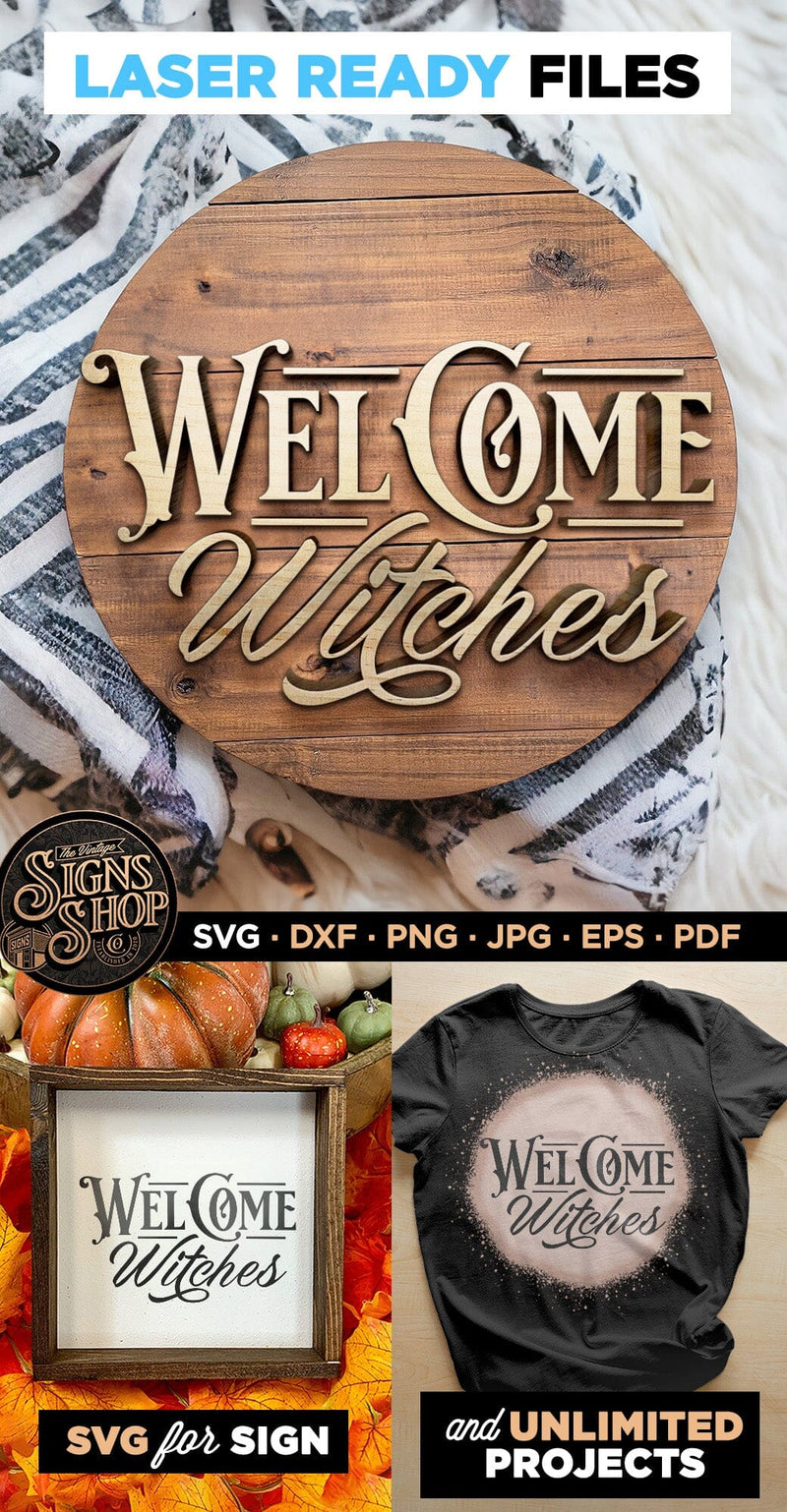 Welcome Witches Vintage | Halloween SVG Sign - So Fontsy