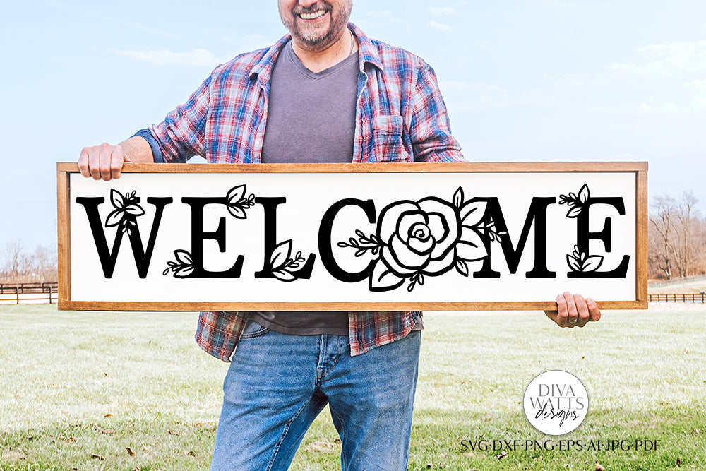 Welcome with Rose SVG | Spring Farmhouse Design - So Fontsy