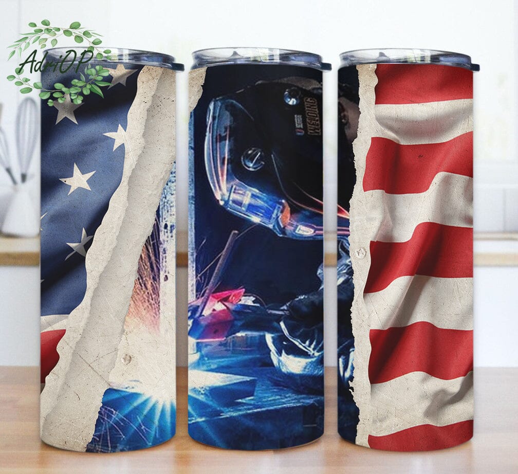 Welder 20oz Tumbler Template, American Flag Tumbler Wrap, Patriotic ...