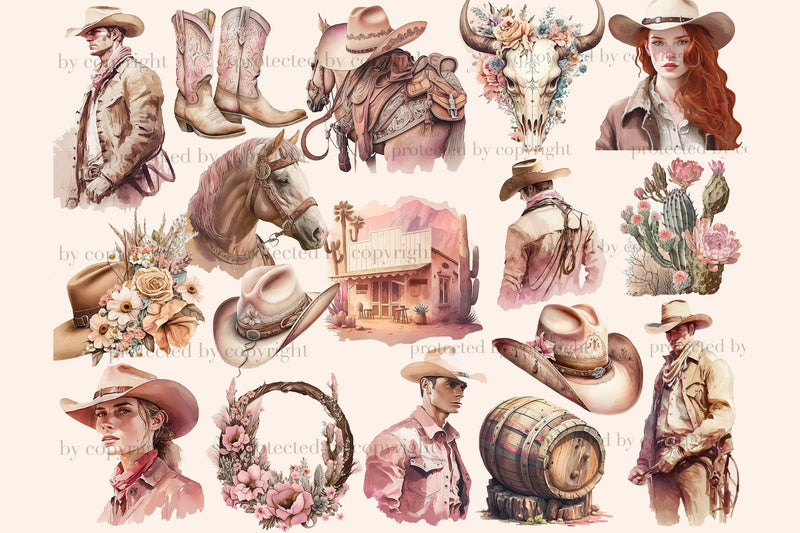 Western Girl Clipart | Wild West Illustration - So Fontsy