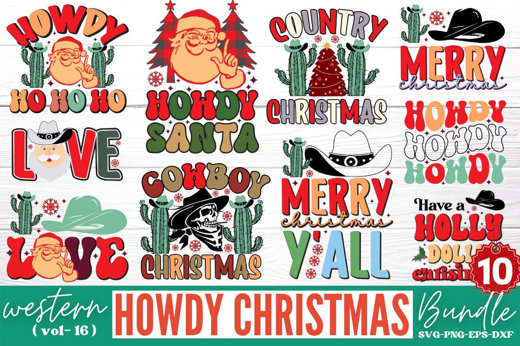 Western Howdy Christmas SVG Bundle - So Fontsy