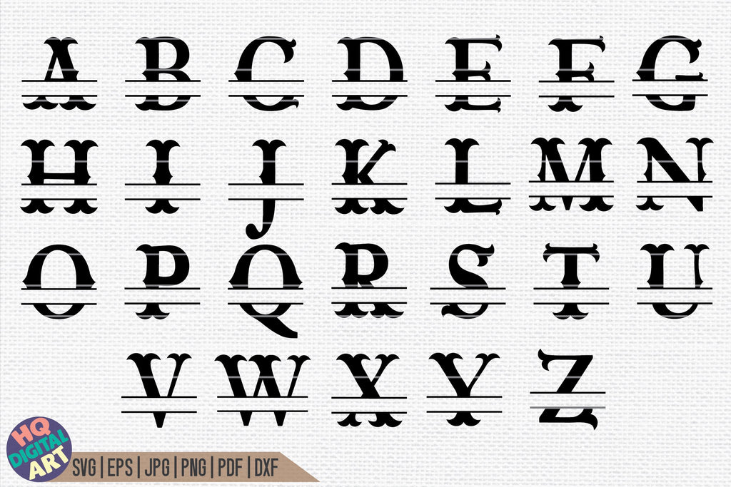 Split Monogram Alphabet SVG | 26 Split Letters - So Fontsy