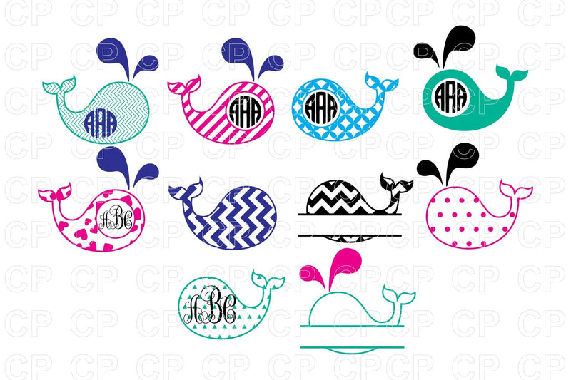 Whale Monogram SVG, Whale SVG - So Fontsy