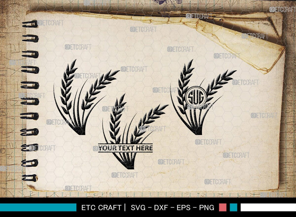 Wheat Monogram, Wheat Silhouette, Wheat SVG, Grain Svg, Barley Svg ...