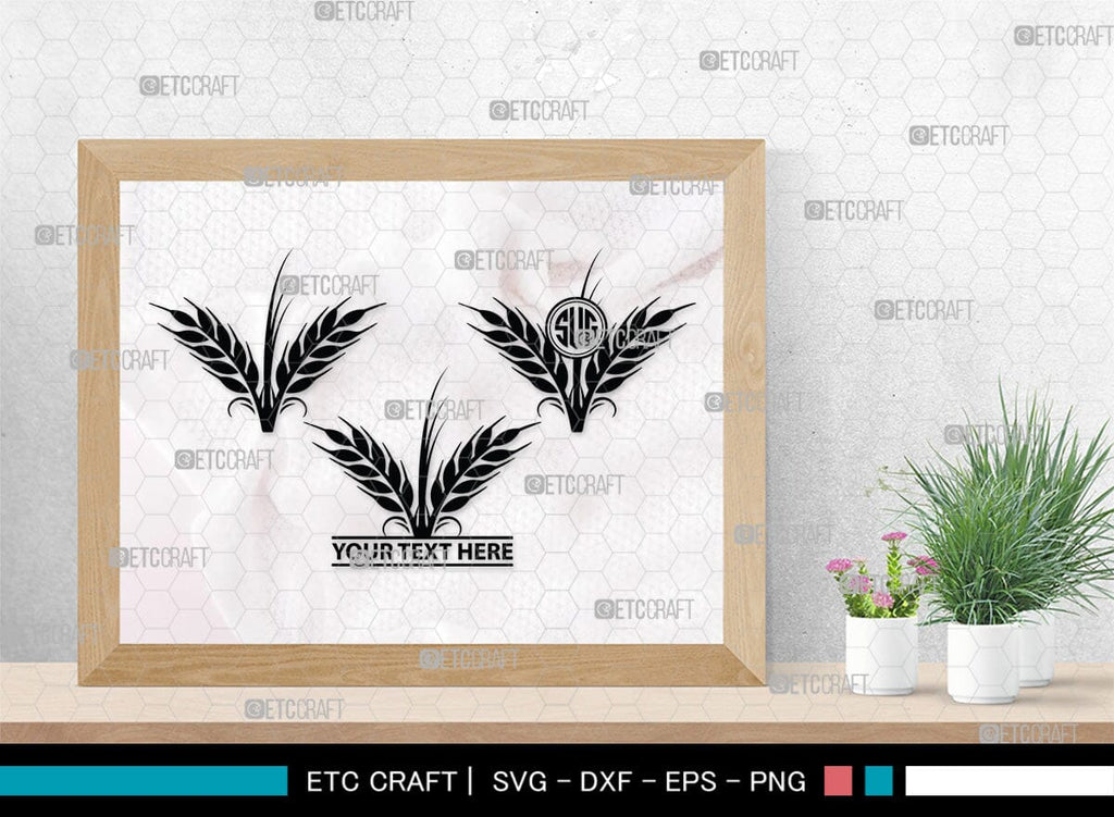 Wheat Monogram, Wheat Silhouette, Wheat SVG, Grain Svg, Barley Svg ...
