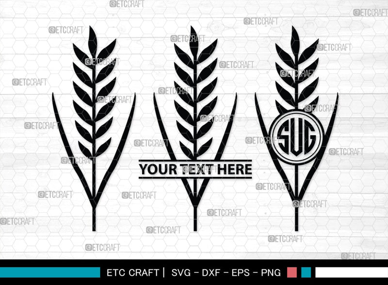 Wheat Monogram, Wheat Silhouette, Wheat SVG, Grain Svg, Barley Svg, Wh ...