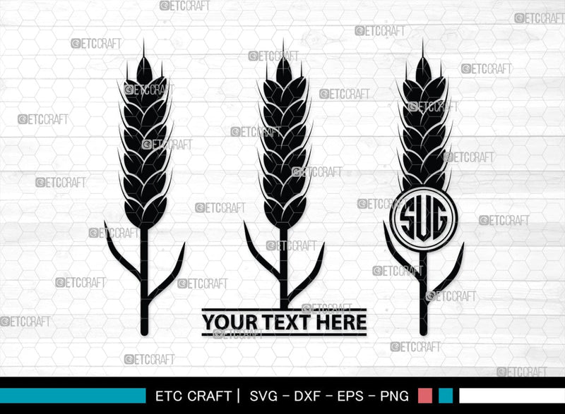 Wheat Monogram, Wheat Silhouette, Wheat SVG, Grain Svg, Barley Svg, Wh ...