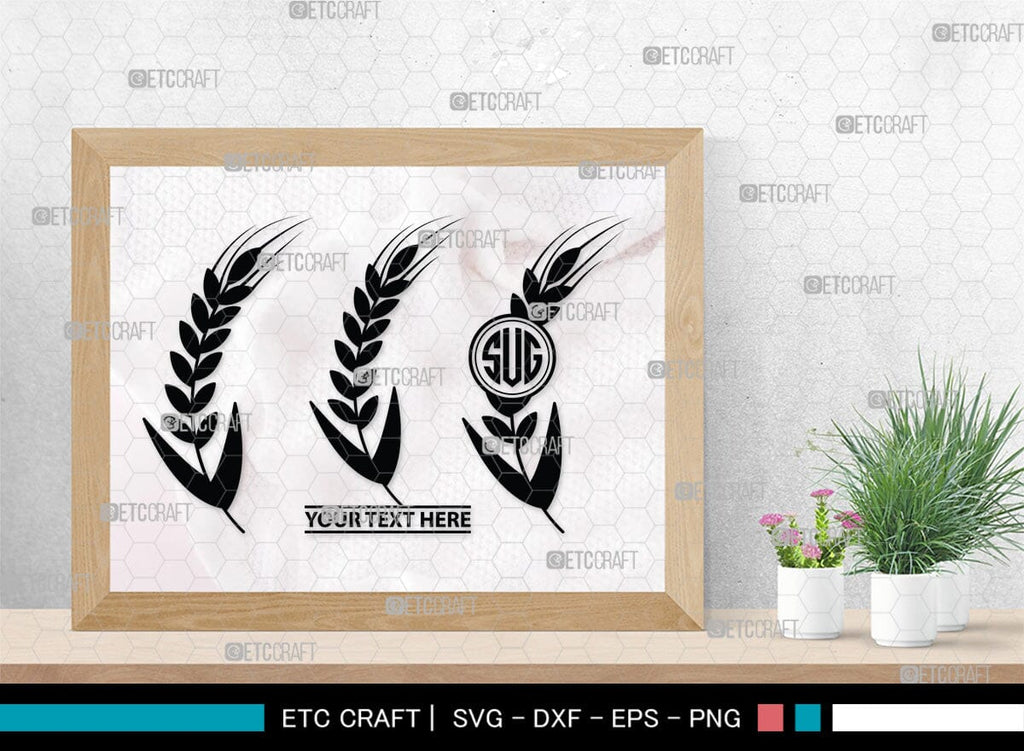 Wheat Monogram, Wheat Silhouette, Wheat SVG, Grain Svg, Barley Svg ...