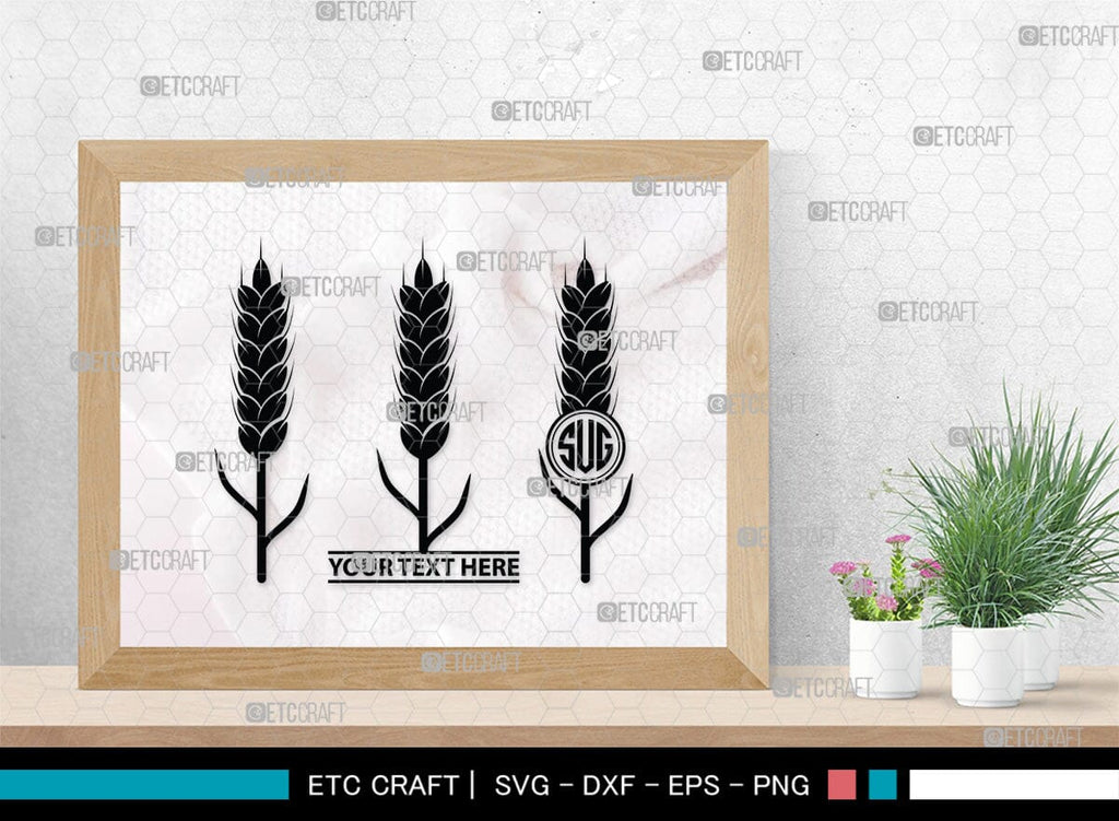 Wheat Monogram, Wheat Silhouette, Wheat SVG, Grain Svg, Barley Svg, Wh ...