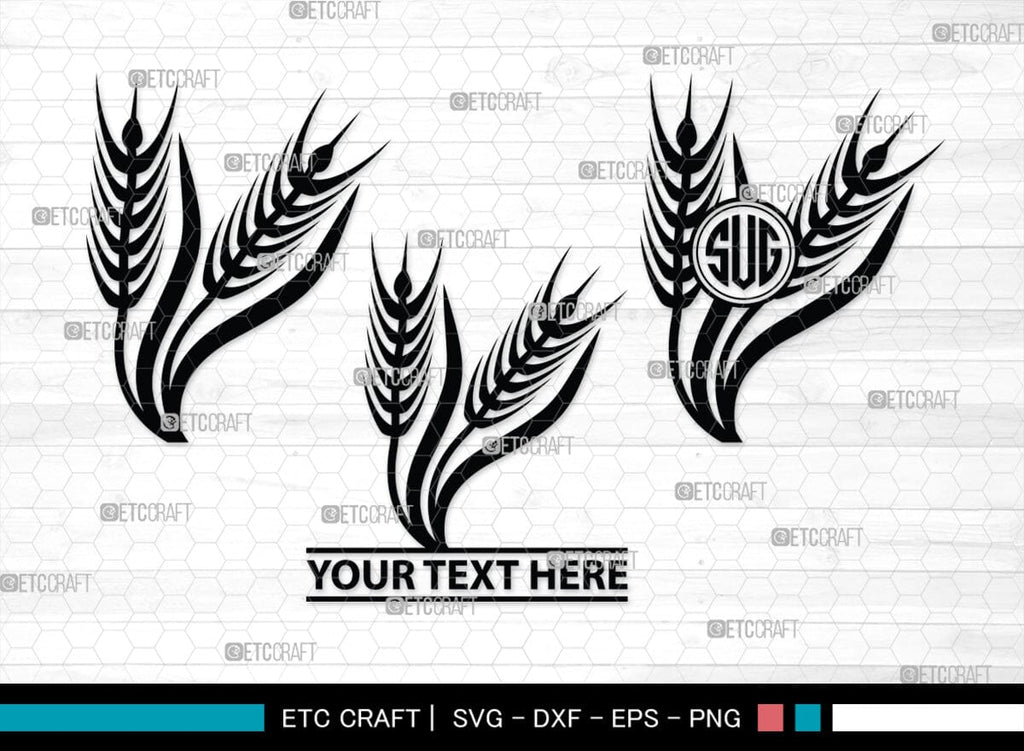 Wheat Monogram, Wheat Silhouette, Wheat SVG, Grain Svg, Barley Svg ...