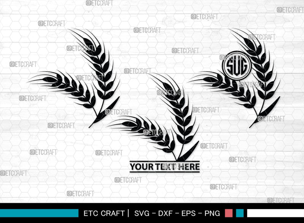 Wheat Monogram, Wheat Silhouette, Wheat SVG, Grain Svg, Barley Svg ...