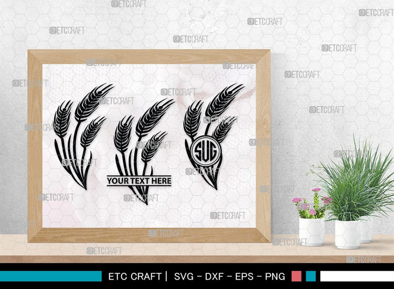 Wheat Monogram, Wheat Silhouette, Wheat SVG, Grain Svg, Barley Svg, Wh ...