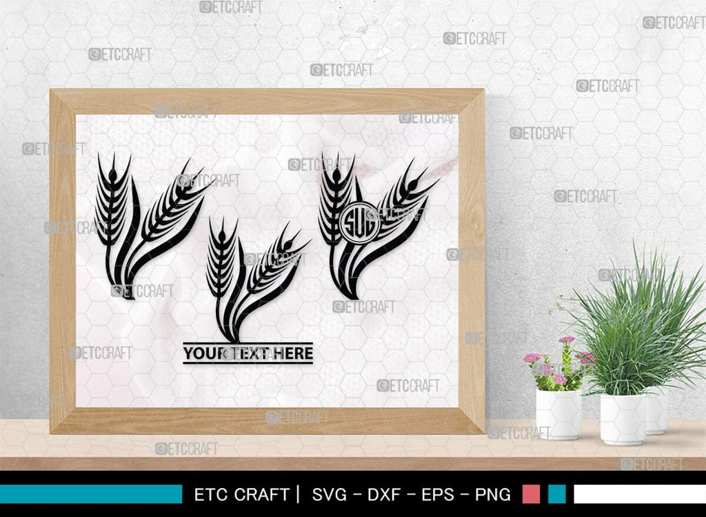 Wheat Monogram, Wheat Silhouette, Wheat SVG, Grain Svg, Barley Svg ...
