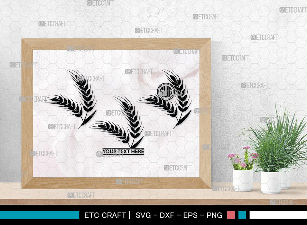 Wheat Monogram, Wheat Silhouette, Wheat SVG, Grain Svg, Barley Svg ...