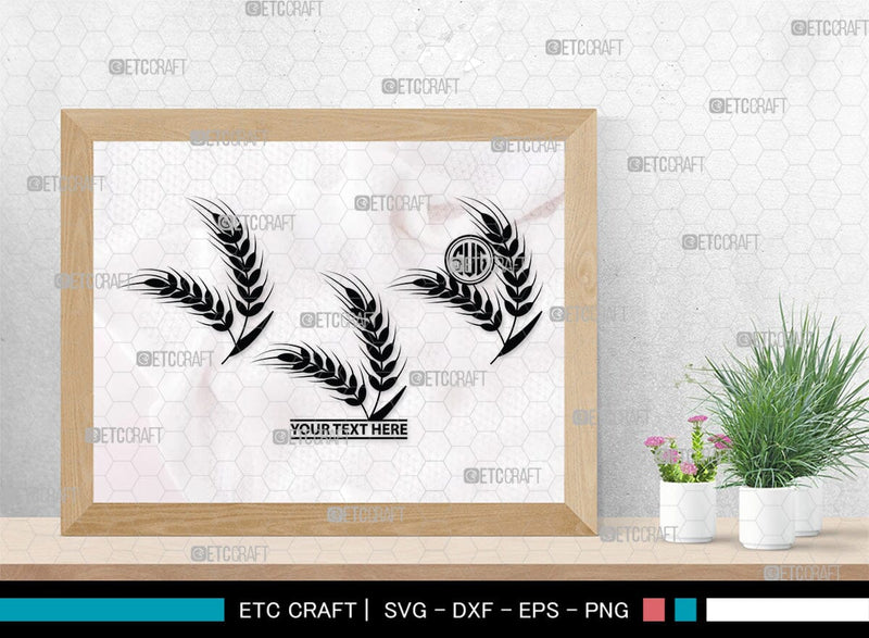 Wheat Monogram, Wheat Silhouette, Wheat SVG, Grain Svg, Barley Svg ...