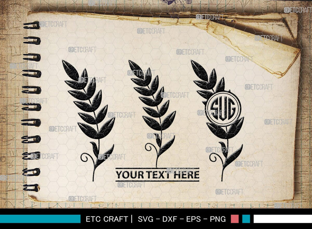 Wheat Monogram, Wheat Silhouette, Wheat SVG, Grain Svg, Barley Svg ...