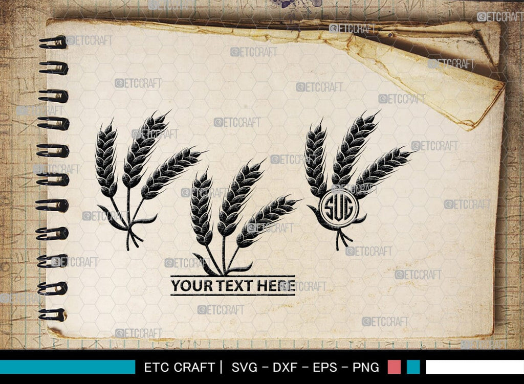 Wheat Monogram, Wheat Silhouette, Wheat SVG, Grain Svg, Barley Svg, Wh ...