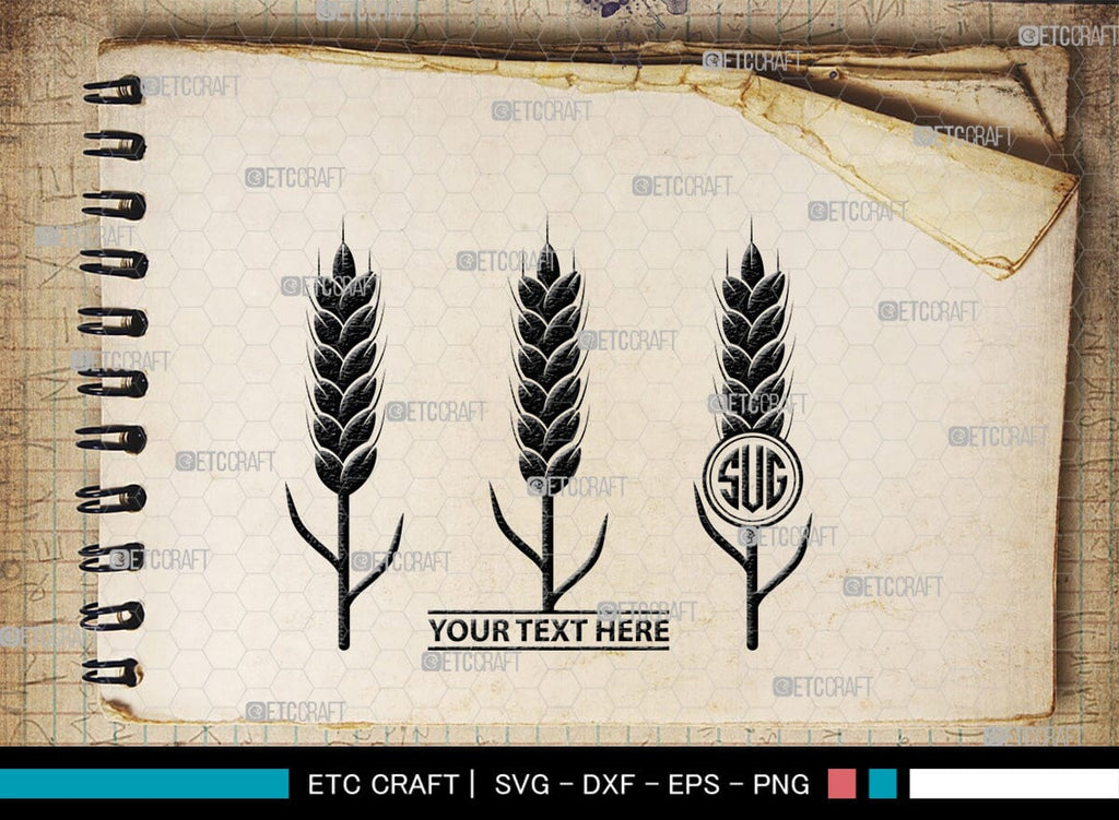 Wheat Monogram, Wheat Silhouette, Wheat SVG, Grain Svg, Barley Svg, Wh ...