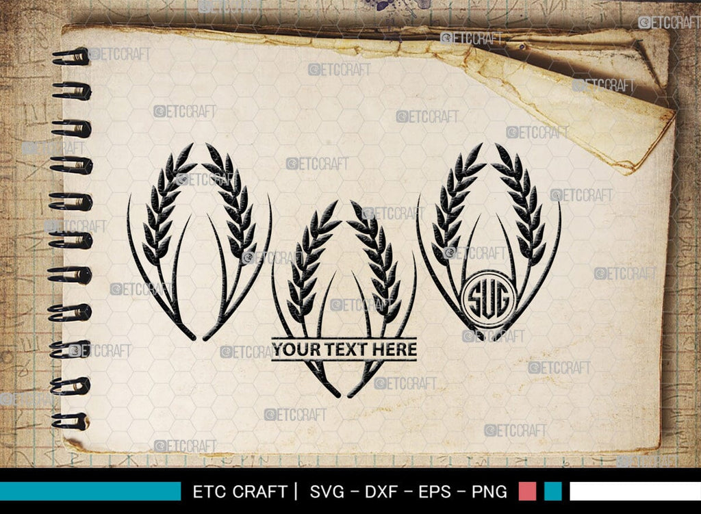 Wheat Monogram, Wheat Silhouette, Wheat SVG, Grain Svg, Barley Svg ...