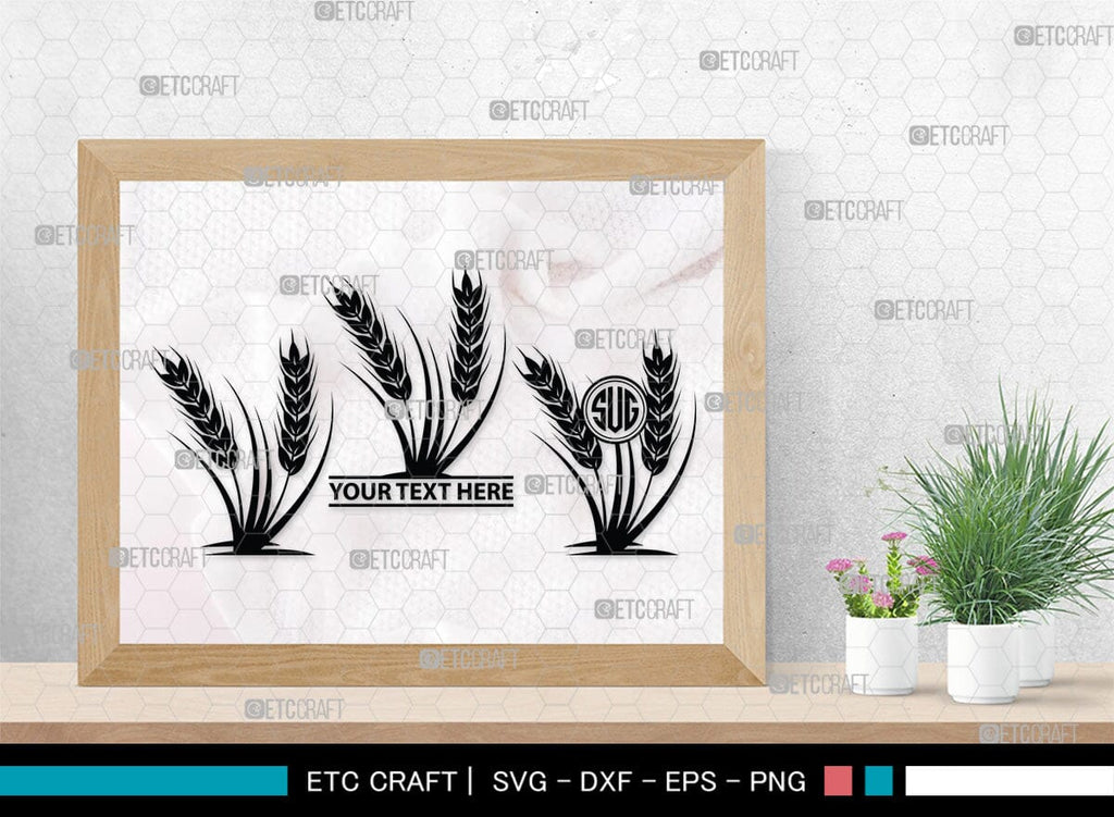 Wheat Monogram, Wheat Silhouette, Wheat SVG, Grain Svg, Barley Svg ...